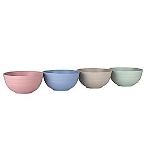 WANBY Lightweight Wheat Straw Cereal Bowls Unbreakable Dinner Bowl Set Dishwasher & Microwave Safe (8 Pack 26Oz)
