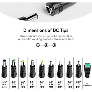 HKY 15V 60W Universal AC/DC Adapter Switching Power Supply with 10 Selectable Adapter Tips, AC to DC 15V 4A (15V 3.5A,15V 3A,15V 2A,15V 2.5A Compatible) Power Cord Cable Wall Plug Charger