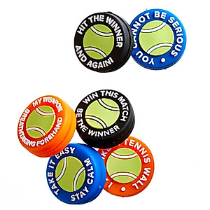 BusyBee Vibration Dampener (Pack of 6) with 6 Mottos in Tennis Ball Zipper Pouch