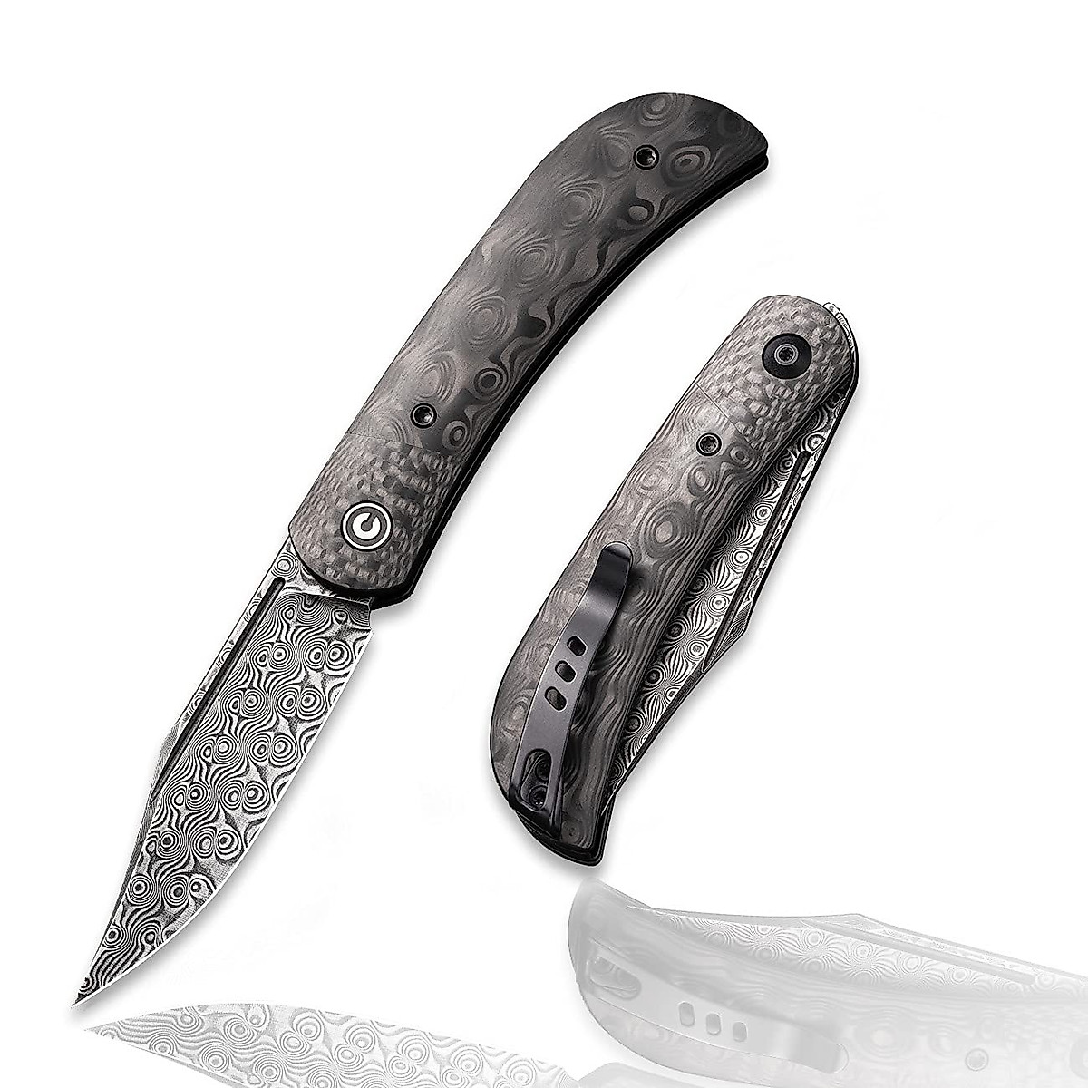 CIVIVI Damascus Pocket Knife for EDC, Appalachian Drifter II Folding Knife with 2.96" Clip Point Blade C19010C-DS3