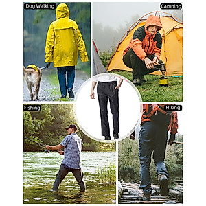 iCreek Men's Rain Pants Waterproof Over Pants Windproof Lightweight Hiking Pants Work Rain Outdoor for Golf, Fishing (Black, Small/28 Inseam)