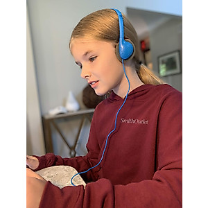 SmithOutlet 50 Pack Classroom Headphones in Bulk | Model SG-ID19-50 | Wired 3.5 MM Jack Connectivity | Color Blue | Ideal for Schools, Classrooms, Students, Library