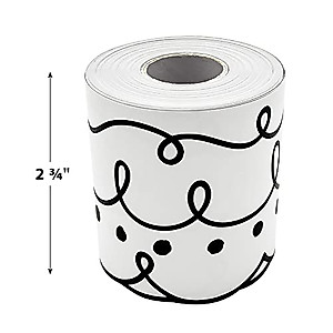 Teacher Created Resources Squiggles and Dots Die-Cut Rolled Border Trim (TCR8914),Black, White