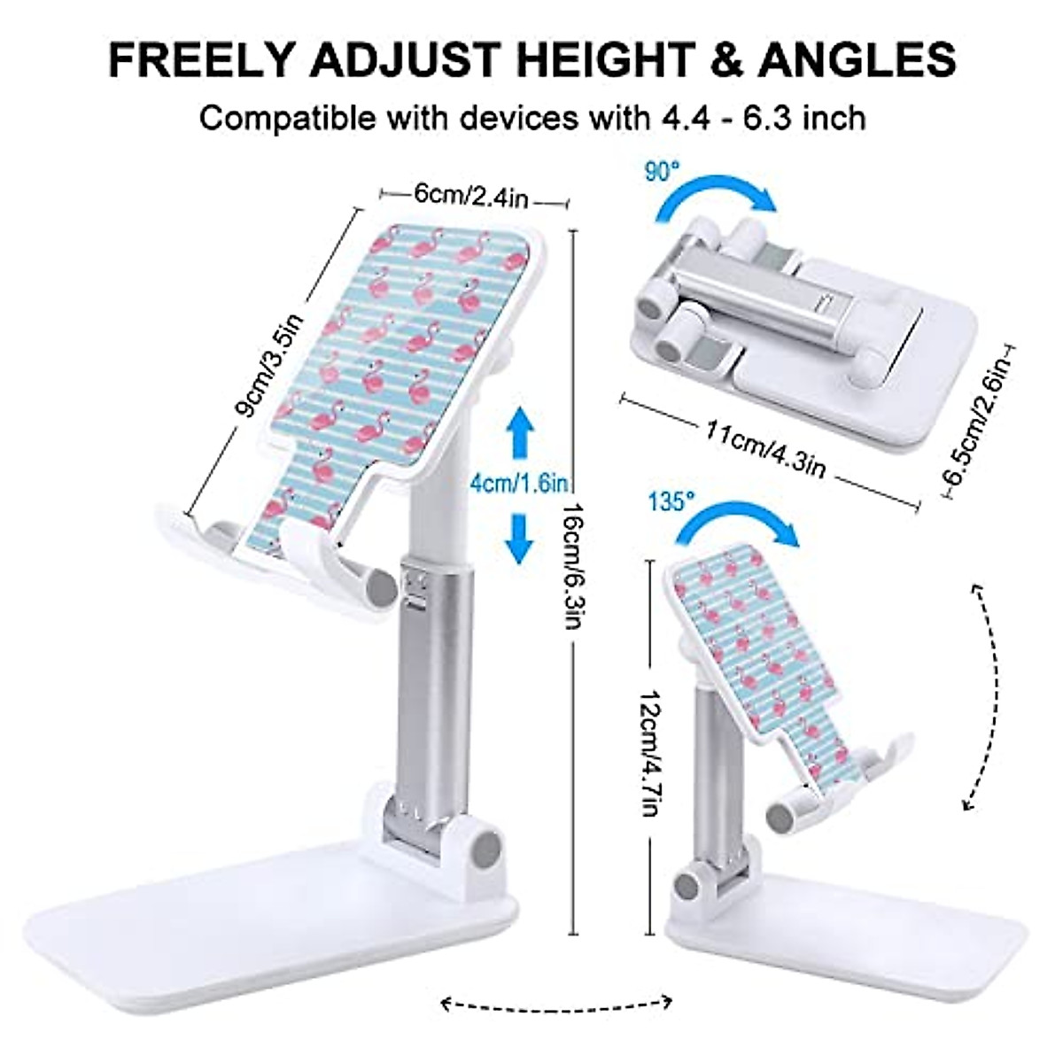 Flamingo Foldable Desktop Cell Phone Holder Portable Adjustable Stand for Travel Desk Accessories