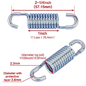 JIALIA GUPO 2-1/4inch(8Pcs) Protective Coated Replacement Furniture Tension Springs for Recliner Sofa Bed, Metallic (TH-2-1/4(2.3))
