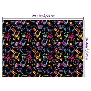 ZINTBIAL Gaming Birthday Wrapping Paper for Boys Girls Kids Baby Shower - Black Gift Wrapping Paper with Colorful Gamepad, Pink Headphones, Happy Birthday - 20 x 29 Inches per Sheet (8 Folded Sheets), Recyclable, Easy to Store, Not Rolled