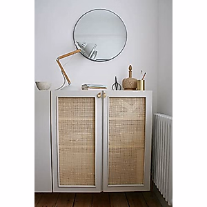 24" Width Natural Real Rattan Wicker Cane Webbing, Rattan Woven Roll Wardrobe Shoe Square Mesh Material for Cabinet & Door (24"X180")