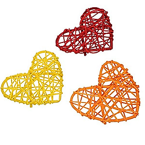 balacoo 3pcs Heart Rattan Ball Birds Toy Rattan Balls Parrot Parakeet Chewing Toys Craft Decor Photo Shooting Props for Home Garden Wedding Party Decoration Random Color