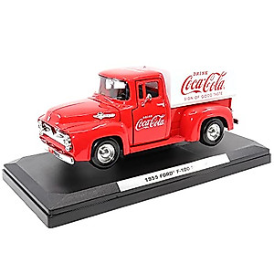 Motor city classics | Coca-Cola 1955 Ford F-100 with Tarpaulin | 1:24 Scale Model Diecast Collectible | 424050