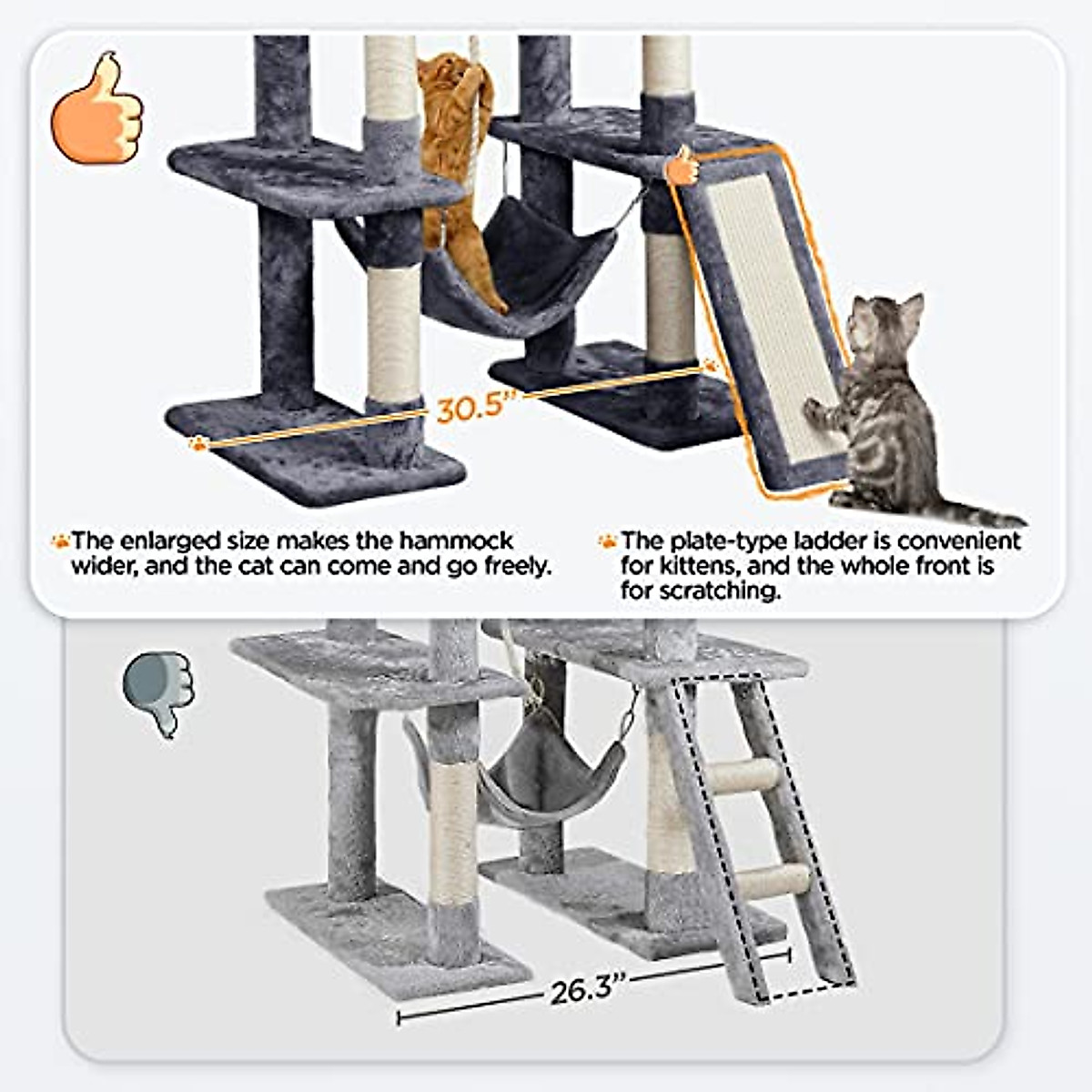 Yaheetech Cat Tree Cat Tower, 63 Inches Multi-Level Cat Tree for Indoor Cats, Tall Cat Tree with Sisal-Covered Scratching Posts & Condo, Cat Furniture Activity Center for Cats Kitten
