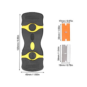 Razor Blade Scraper 2Pcs Multi Purpose Cleaning Razor Scraper 2 in 1 Razor Scraper Tool Glass Scraper for Windows Decals Tint(Black+Yellow)