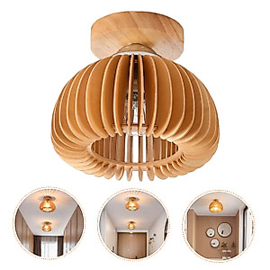 DOITOOL 1pc Wooden Ceiling Lamp Ceiling Light Fixture Flush Mount Light Fixture Ceiling Lamp Shade Light Fixtures Ceiling Mount Hallway Light Fixtures Ceiling Entryway Light Fixture