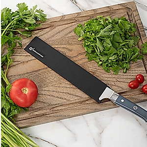 Restaurantware Sensei 10.5 x 2 Inch Knife Sleeve, 1 Knife Protector - Fits Chef Knife, Felt Lining, Black Plastic Knife Blade Guard, Durable, Cut-Proof