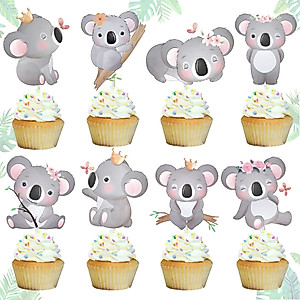 Koala Birthday Party Decorations with Cute Koala Happy Birthday Banner, Latex Balloons, Cake Cupcake Toppers for Koala Birthday Party Jungle Animal Party Supplies