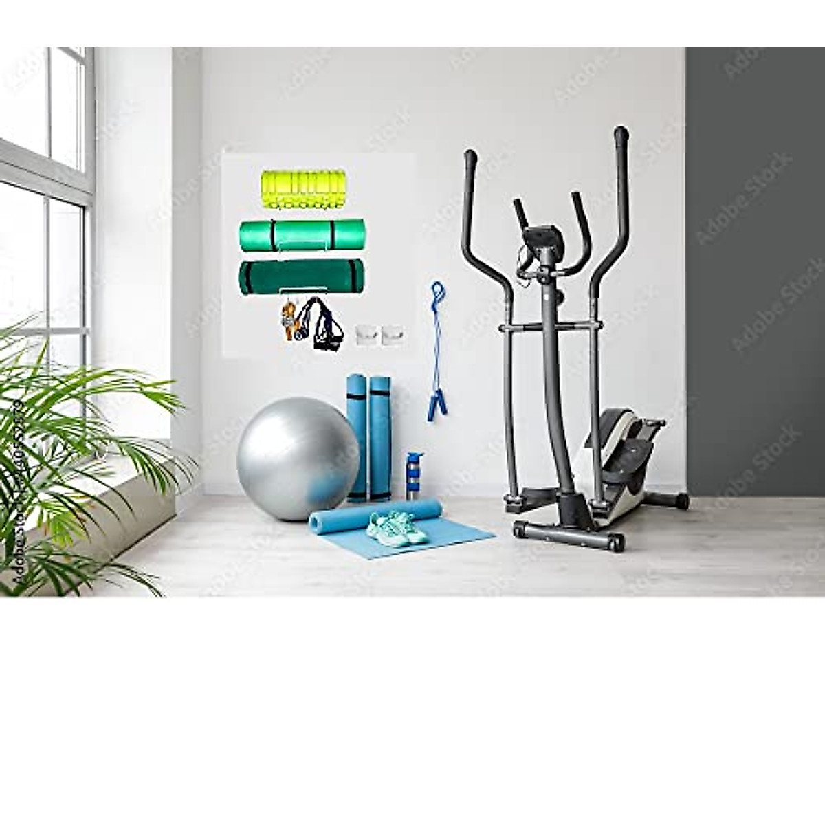 KOOLIST Yoga Mats Holder, Wall Mount, Rack for Yoga Mats or Towel Storage. 3 Shelf Contoured Design with additional 4 Hook Assembly