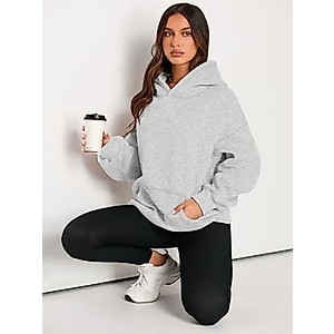 EFAN Womens Oversized Hoodies Sweatshirts Pullover Long Sleeve Essentials Fleece Sweaters With Pockets Fall Clothes Fashion Winter Outfits Y2k Teen Girls 2023 Grey