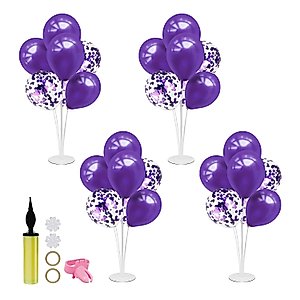 ZJDHPTY Purple Balloon Stand Centerpiece Table Decorations for Birthday Bridal Shower Wedding Engagement Mother's Day Graduation Halloween Party Decorations(Purple set4)