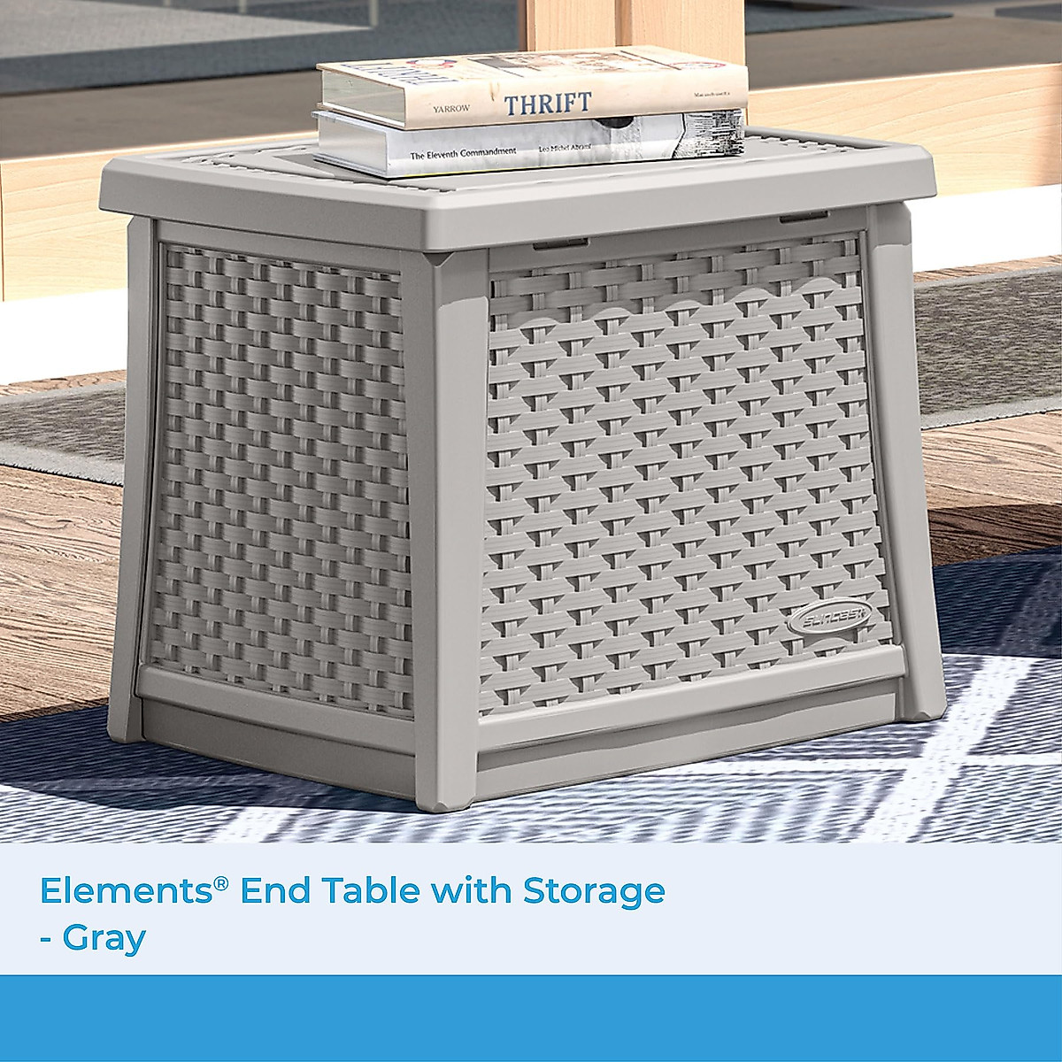 Suncast, Dove Gray Elements End Table with Storage