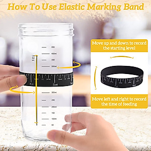 Sourdough Starter Jar Kit, 650ml Sourdough Starter Jar With Thermometer, Silicone Scraper, Cloth Cover And Aluminum Lid. Reusable Sour Dough Starter Jar