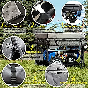 GEHENG Generator Running Cover,100% Waterproof Generator Cover,With Stand,Universal Kit,Fits Most 5500W-15000W Framed Generators,for Westinghouse, Champion, DuroMax, Generac and More,38"x28"x25",grey.