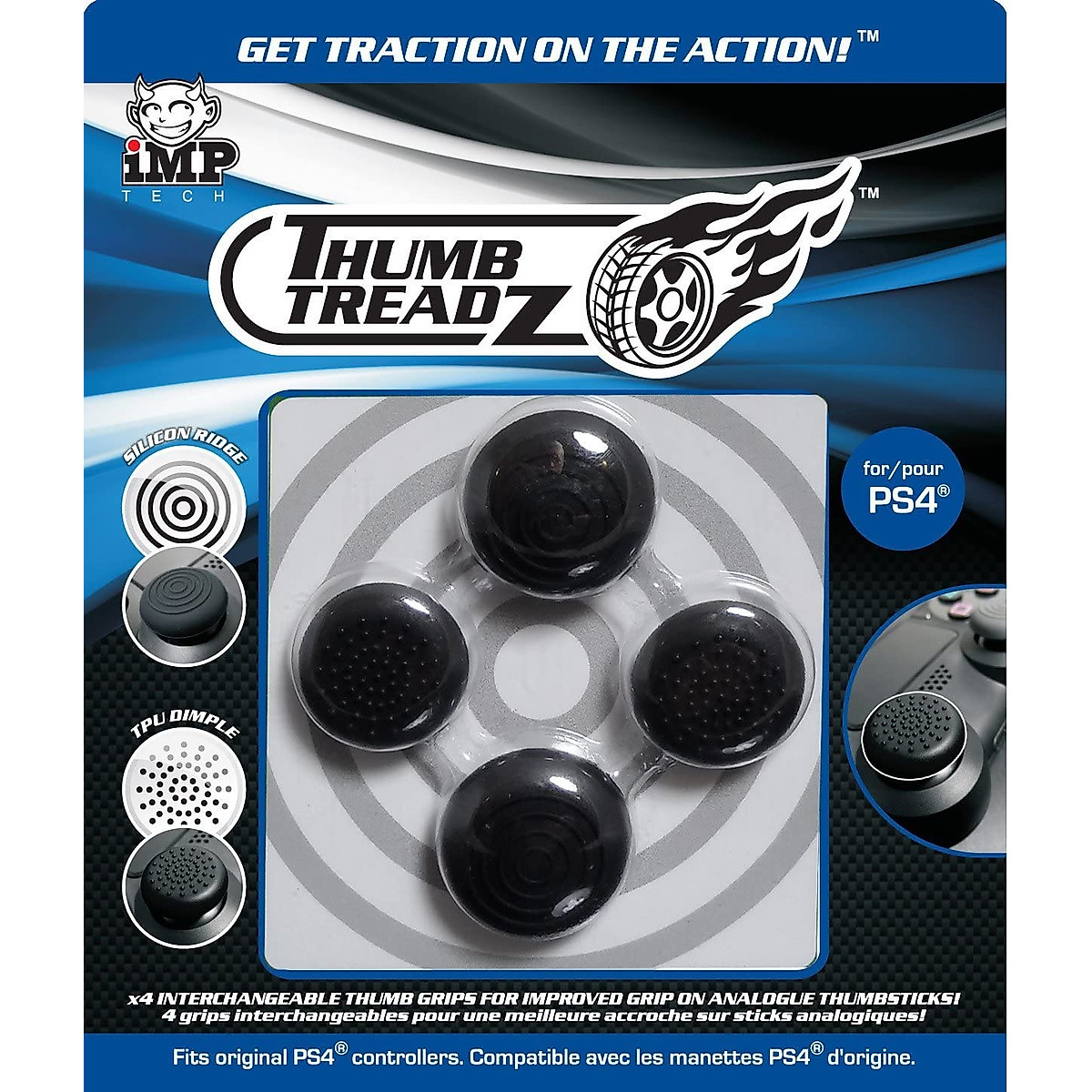 Snakebyte Trigger Treadz - Thumb Treadz for PS4-4 Pack Thumb Grips - Analog Caps for PlayStation 4 - PlayStation 4