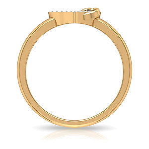 Diamond Open Heart Promise Ring for Women| HI Color SI Clarity| Certified Jewelry, 14K Yellow Gold, Size:US 11.50