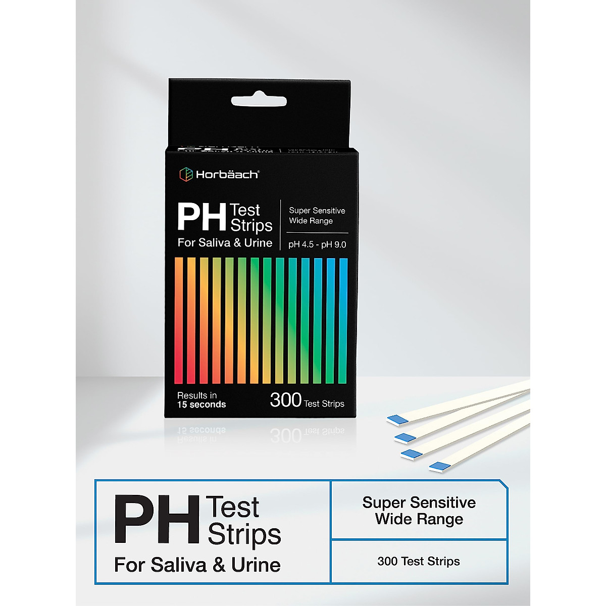 Horbäach PH Test Strips for Urine and Saliva Testing | for Women and Men | 300 Count
