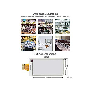 waveshare 2.66inch E-Paper E-Ink Raw Display Compatible with Raspberry Pi 4B/3B+/3B/2B/B+/A+/Zero/Zero W/WH/Zero 2W Series Boards 296×152 Pixels Red/Black/White Three-Color SPI Interface Without PCB