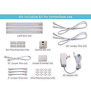 BLACK+DECKER LEDUC9-3CK LED Under Cabinet Kit with Motion Sensor, Dimmable Kitchen Accent Lights, Tool-Free Install, Cool White 4000k, 9" Length, 9"