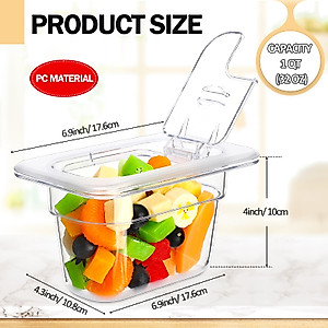 Geetery 12 Pack 1/9 Size 4'' Deep Polycarbonate Food Pan with Lid Clear Stackable Plastic Pan Restaurant Food Storage Containers with Hinged Lids for Salad Bar Hotel Supplies