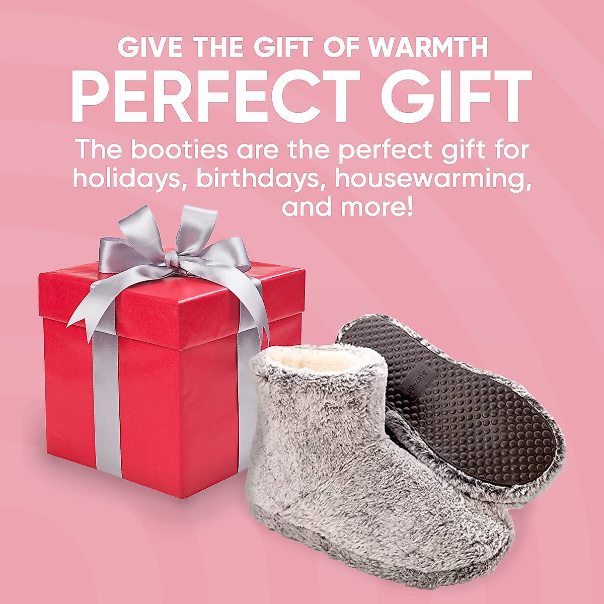 Snook-Ease Heated Booties Thick Warm Winter Feet Warmers with Microwavable Heatable Inserts – Heated Booties Foot Heater for Cold feet – Heated Foot Warmers (Gray, Women 6-7 / Men 5-6)