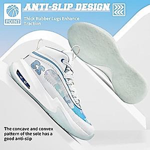 ASHION High Top Mens Basketball Shoes Breathable Non Slip Outdoor Sneakers Cushioning Athletic Gym Running Walking Shoes White