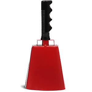 2 Pack 9.5-inch Cowbells for Sporting Events, Percussion Noise Makers with Handle for Football Games, Stadiums (Red)