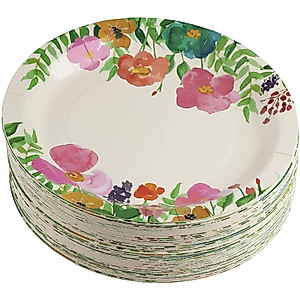 Juvale 80 Pack Disposable Watercolor Floral Party Plates, 9 Inches, Ideal for Tea Parties, Weddings, Bridals, Baby Showers, Outdoor Lunch