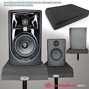 AxcessAbles Large Studio Speaker Isolation Pads for Monitors 8-inch, 7 or 6.5 | Speaker Isolation Pads for Yamaha HS, KRK ROKIT | Speaker Risers | Acoustic Isolation Speaker Foam