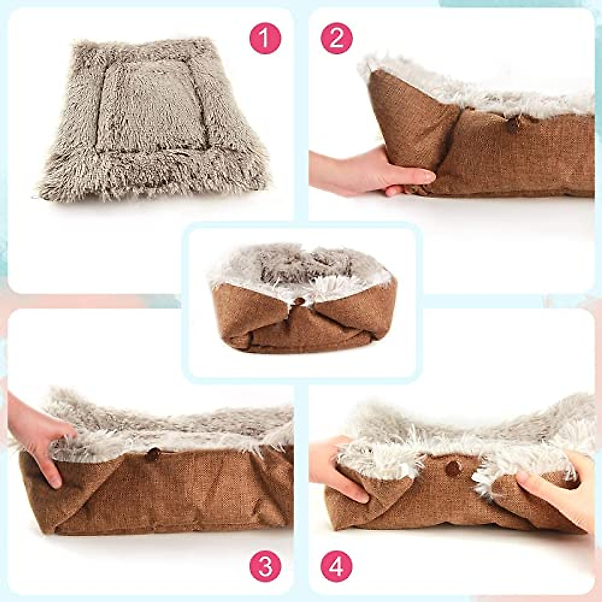 HDLKRR Cat Bed Small Dog Bed, Self Warming Cat Beds Self Heating Cat Dog Mat, Extra Warm Thermal Pet Pad for Indoor Outdoor Pets, Calming Dog Crate Bed Pet Cushion, 23.6x19.7inch