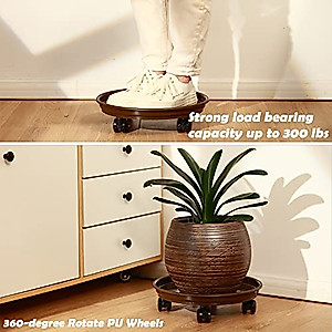 8 Packs Large Plant Caddy with PU Wheels 12” Rolling Plant Stands Heavy-duty Plastic Plant Roller Base Pot Movers Plant Saucer on Wheels Indoor Outdoor Plant Dolly with Casters Planter Tray Coaster