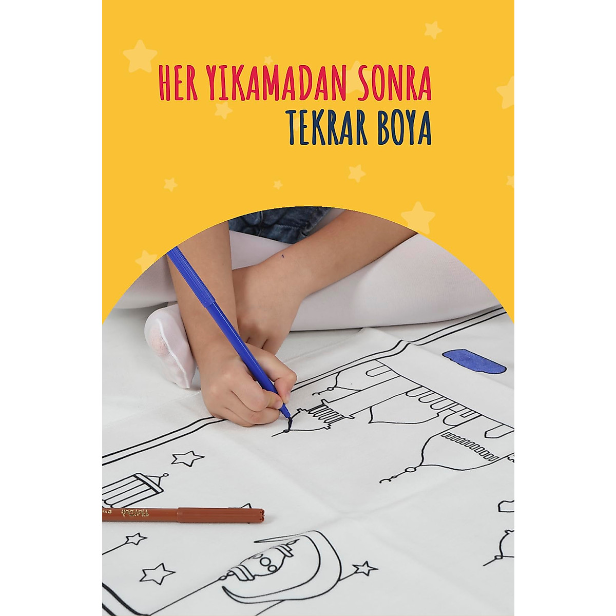 ihvan online, Kids Prayer Mat, Washable Painted Prayer Rug for Kids, Colourful Marker, Muslim Prayer Mala Beads, Soft Salah Travel Mat Carpet, Perfect Islamic Gifts for Kids, Blue