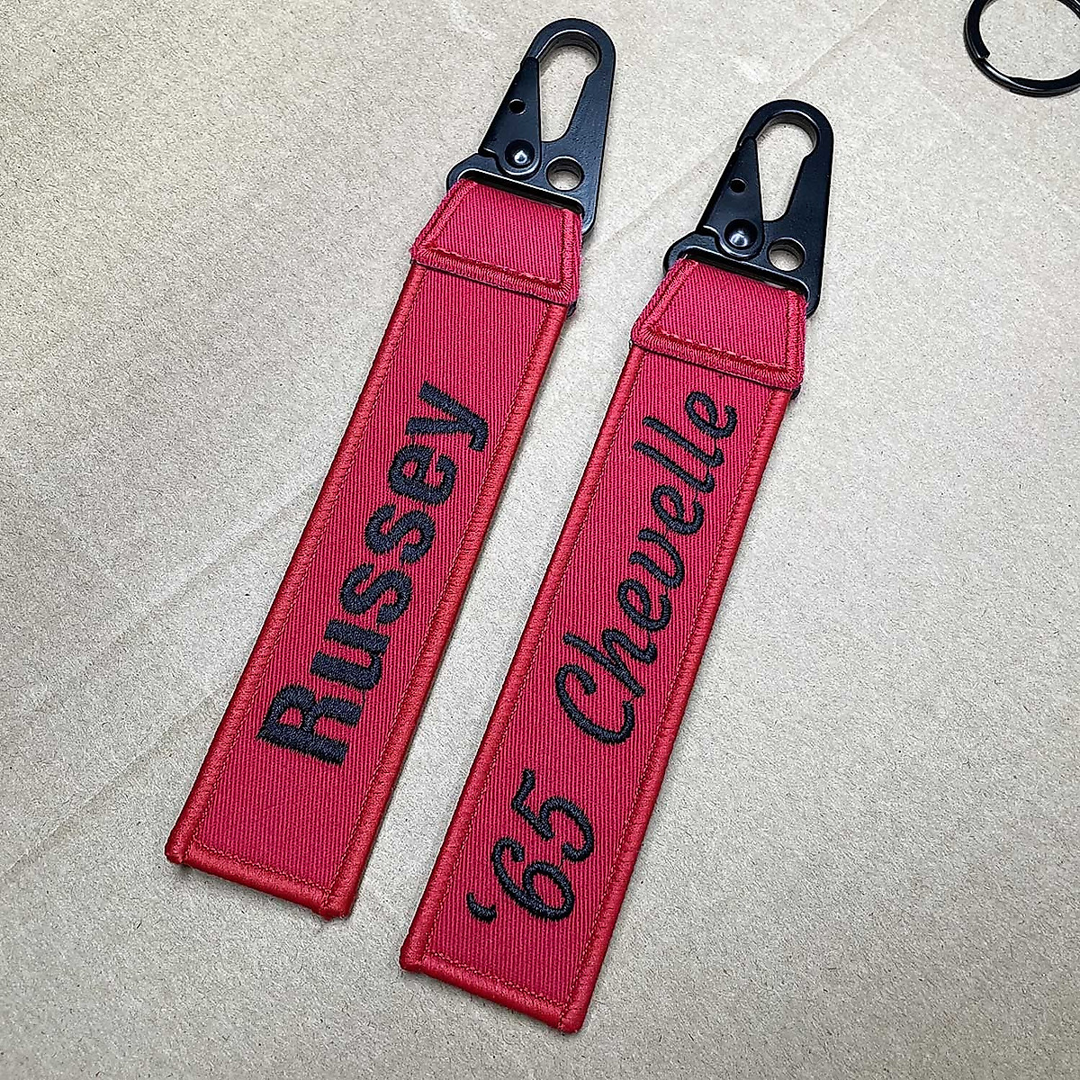 silkmilk Custom Keychain, Personalized Keyring Double Sided Embroidery, Automotive Key Chain For Motorcycle Car & Bike (1-Line-Text)