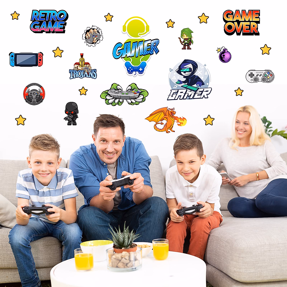 Gamer Room Decor,Gaming Wall Decals Sticker Boys Room Decor,Glow in The Dark Video Game Wall Stickers,Game Wall Decals for Gamer Bedroom Playroom