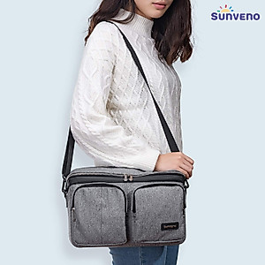 SUNVENO Universal Stroller Organizer and Storage with Mesh Compartment, Grey