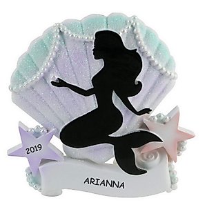 Personalized Mermaid Silhouette Kids Christmas Ornament