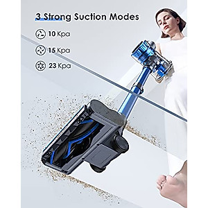 Lubluelu 23Kpa Cordless Vacuum Cleaner,Lightweight Vacuum with 225W Brushless Motor,Max 45 Min Runtime,Cordless Vacuum with Anti-Tangle Brush for Hardwood Floor Carpet Pet Hair Car Cleaning