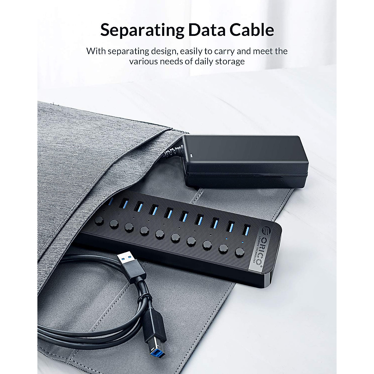 ORICO Powered USB Hub, 16 Ports 78W USB 3.0 Data Hub with BC1.2 Charging Individual On/Off Switches and 12V/6.5A Power Adapter for Desktop Computer, PC, iMac, Mobile HDD, Flash Drive