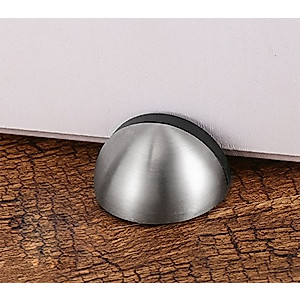 JQK Floor Door Stopper, Snowboard Hanger Storage Stainless Steel Sound Dampening Door Stop Bumper Wall Protetor Display Hanger Rack, 5 Pack Brushed, DSB3-BN-P5