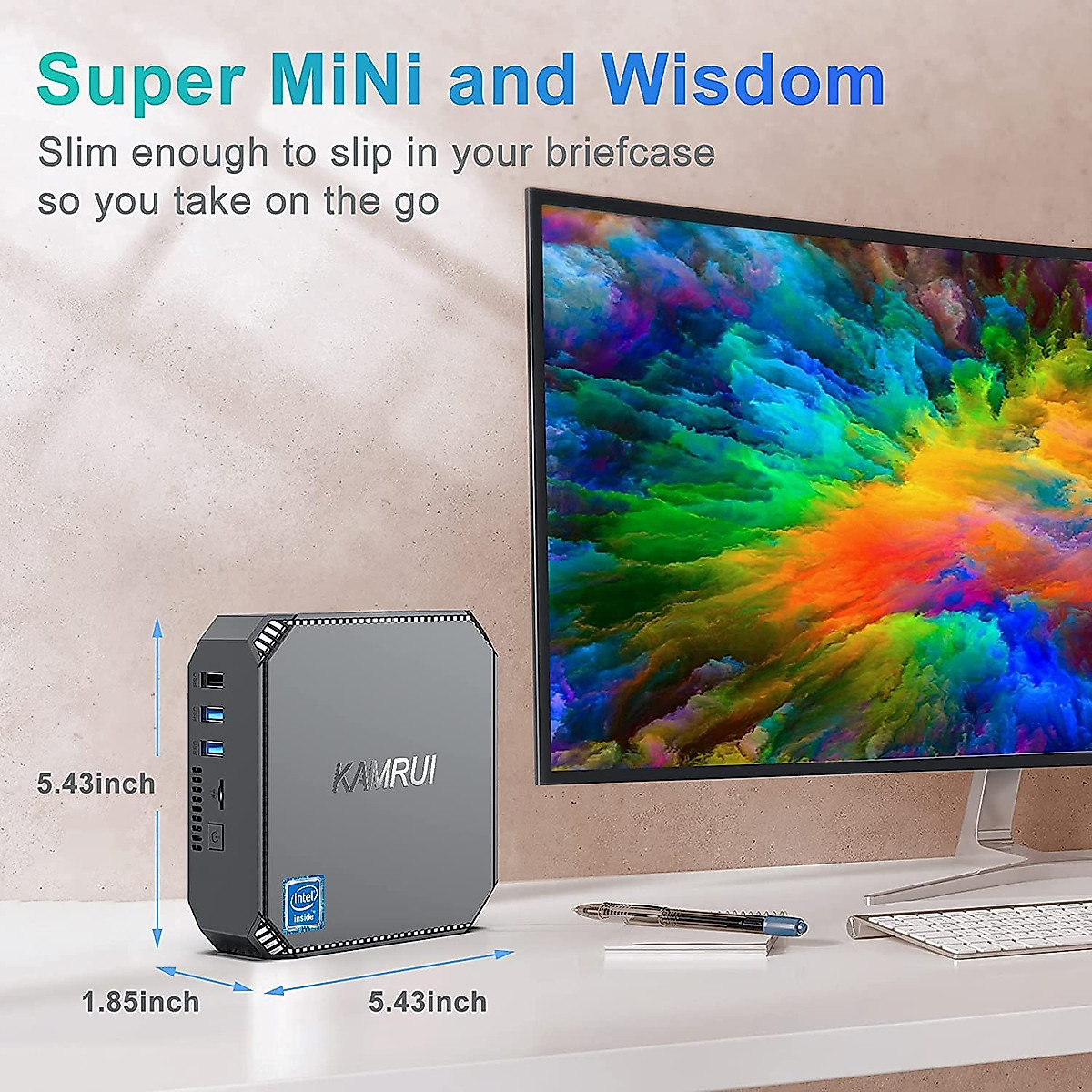 KAMRUI Mini PC,Windows 10 pro 8GB RAM 256GB SSD Micro Desktop Computers, Supports 4K HD Dual Screen/2.4G +5G WiFi/Gigabit Ethernet/BT 4.2 Small Form Factor Computer For Office/Remote Work/Home Theater