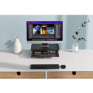 Zimilar Monitor Stand Riser with Metal Drawer, Monitor Riser for Computer, Laptop, Printer, Notebook, iMac, Premium Metal Computer Monitor Stand with Storage