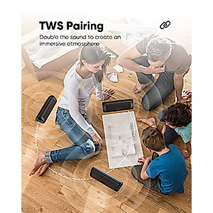 Bluetooth Speaker, IPX5 Waterproof Speaker with HD Sound, Up to 24H Playtime, TWS Pairing, BT5.3, Portable Wireless Speakers for Home/Party/Outdoor/Beach, Electronic Gadgets, Birthday Gift (Black)