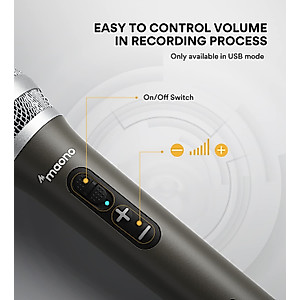 MAONO XLR Podcast Microphone, Professional Cardioid Studio Mic for Podcasting, Recording, Streaming, Vocals, Voice Over, Music, ASMR(PM500 & HD300T Gray)