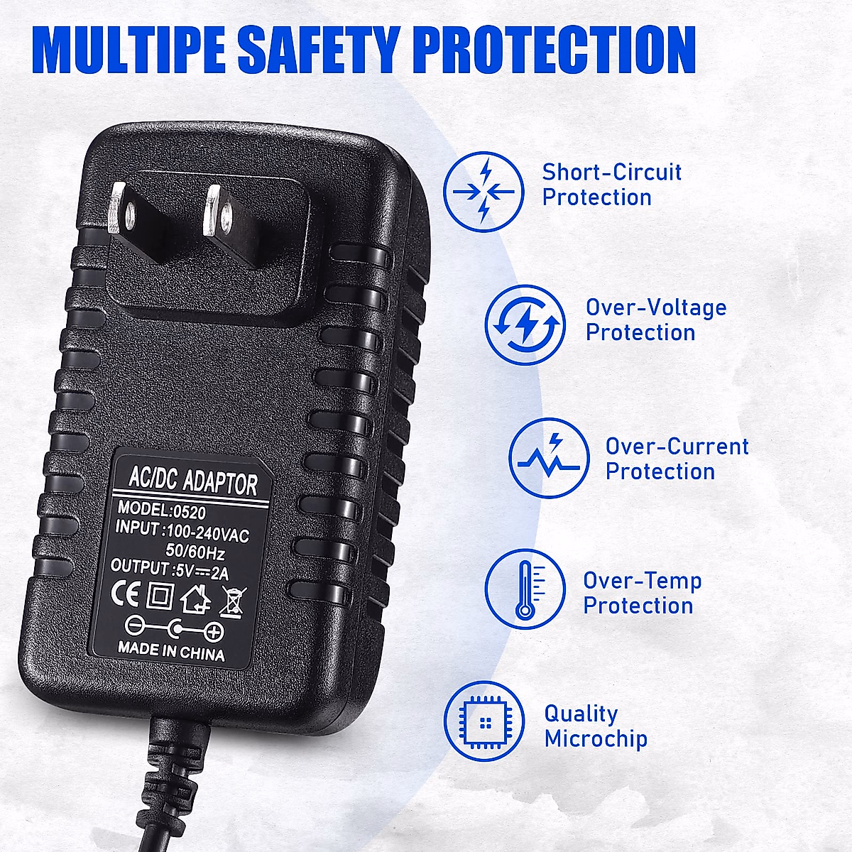 TOBWOLF 2PCS 5V 2A Power Supply Adapter, DC 5V 10W Switching Power Adapter, AC 100V-240V to DC 5 Volt 2 Amp Universal Switching Transformer, 5.5 x 2.5mm Plug for Router, CCTV Camera, Cordless Phone